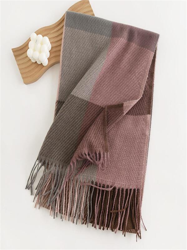 JH Xadrez De Luxo Cachecol Inverno Quente Mulheres Cashmere Pashmina ...