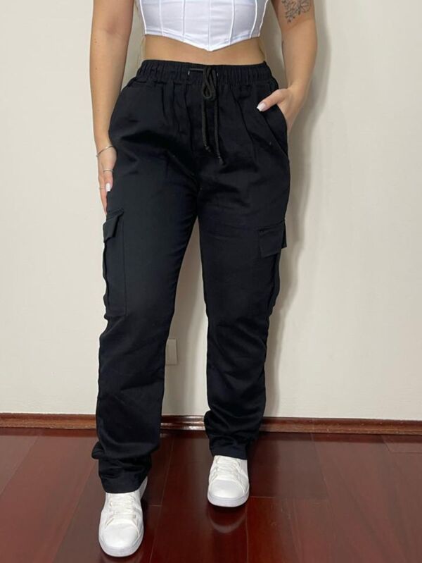 Calça Cargo Bolso Lateral Skate Tática Reforçada Bege Preto Cáqui Moda