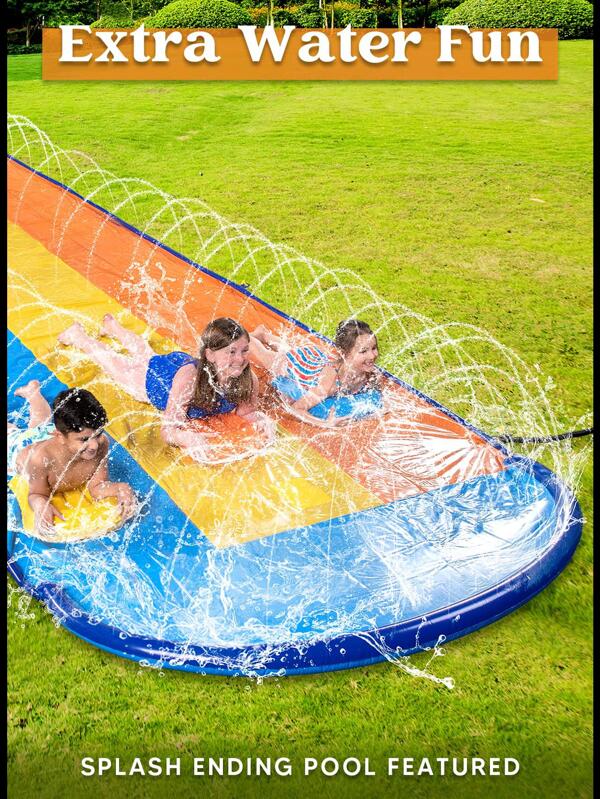 Sloosh 18ft Triple Water Slide And 3 Boogie Boards Backyard Lawn Water