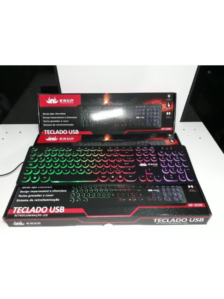 Teclado com Teclas Redonda LED RGB Silencioso KP-2059 | SHEIN Brasil