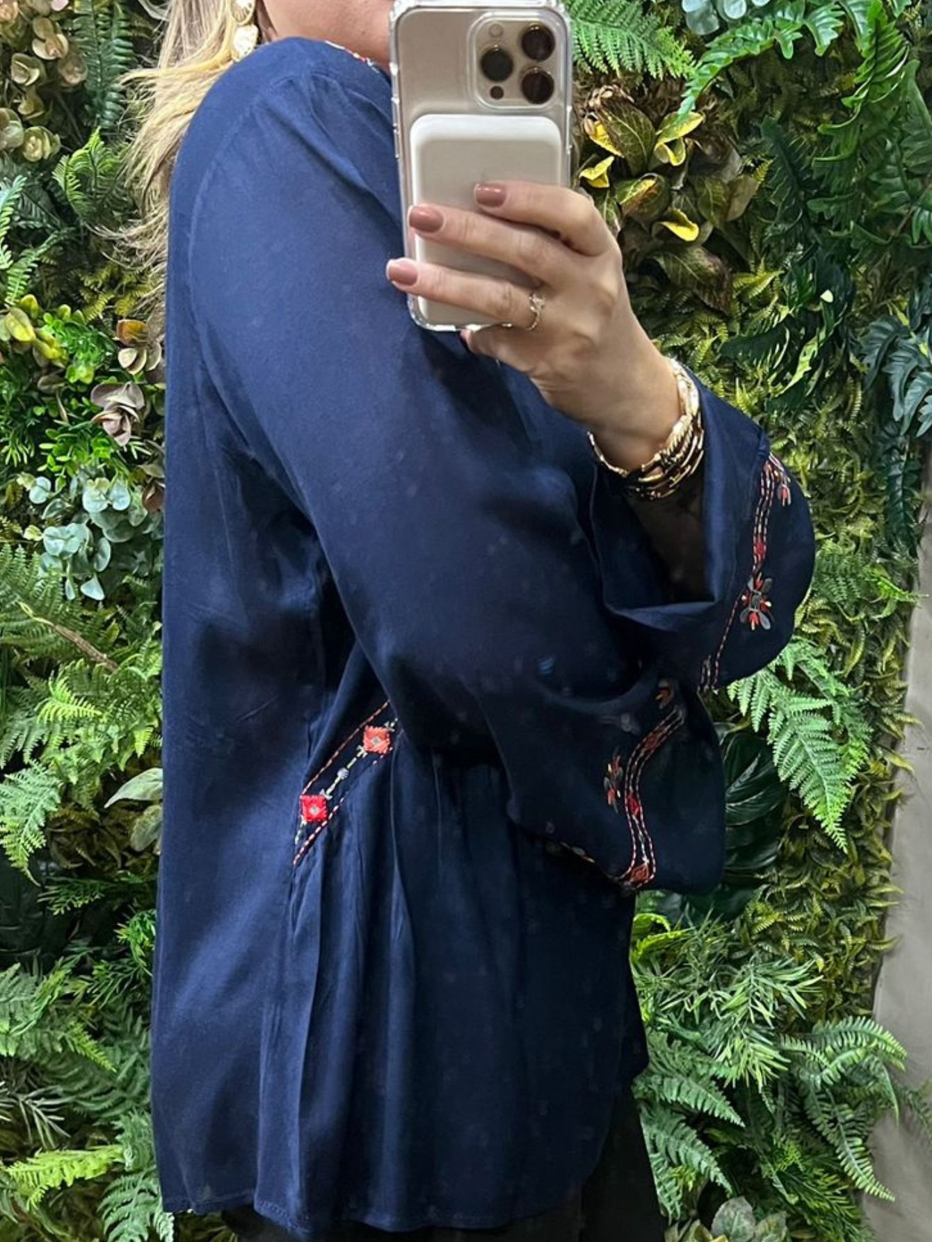 MUNDO ORIENTAL Bata Bordada em Linha Colorida | SHEIN Brasil