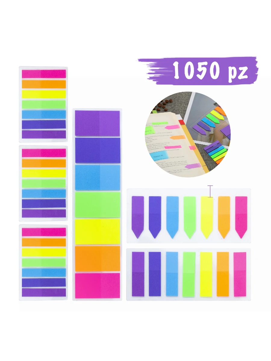 1050 Flourescent Sticky Notes Notes Plastic Flags | SHEIN USA