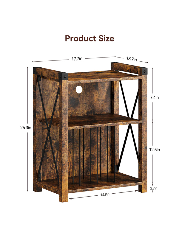 Record Player Stand with Storage Vintage Wooden Turntable Stand with X ...