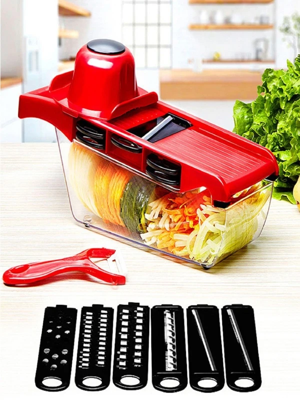 Mandoline Profissional Cozinha Slicer Aço Inox 6 Em 1 Fatiador Cortador ...