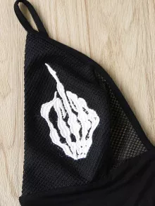 SHEIN Embroidered Patch Detail Fishnet Bralette | SHEIN USA