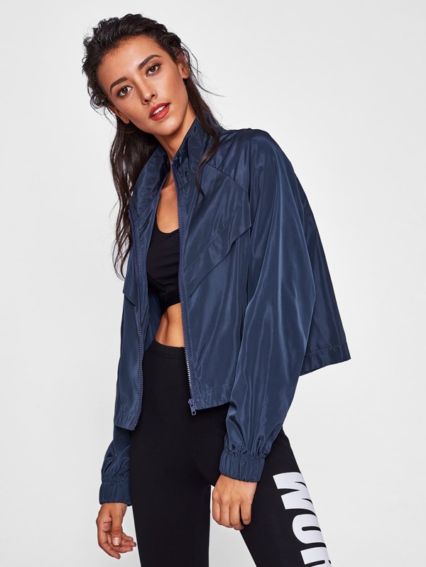 SHEIN Raglan Sleeve Windbreaker Jacket | SHEIN USA