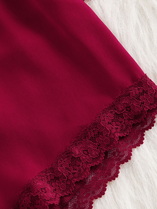 SHEIN Lace Racerback Cami And Shorts Pajama Set | SHEIN USA