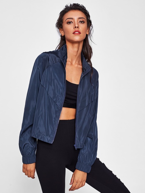 SHEIN Raglan Sleeve Windbreaker Jacket | SHEIN USA