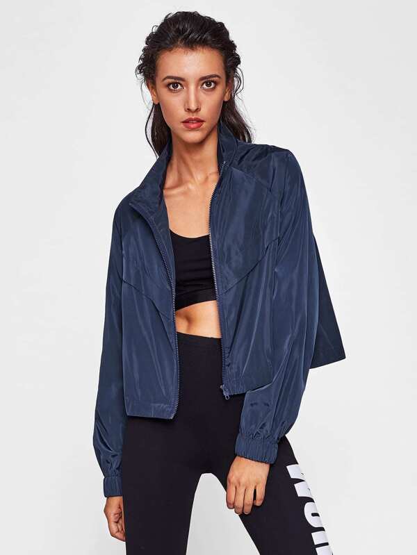 SHEIN Raglan Sleeve Windbreaker Jacket | SHEIN USA