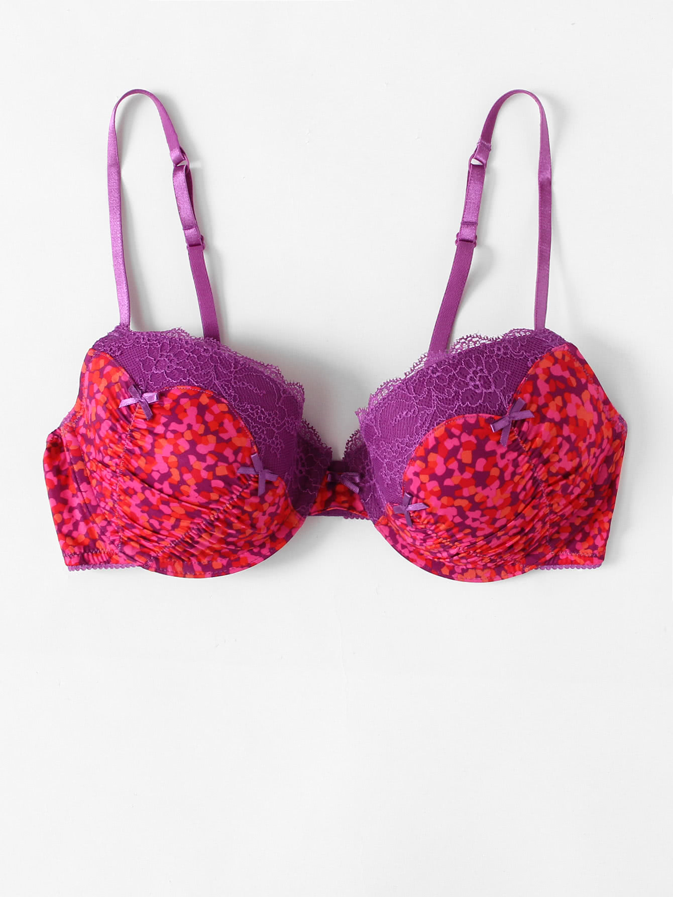 Ruched Detail Lace Bra -SheIn(Sheinside)