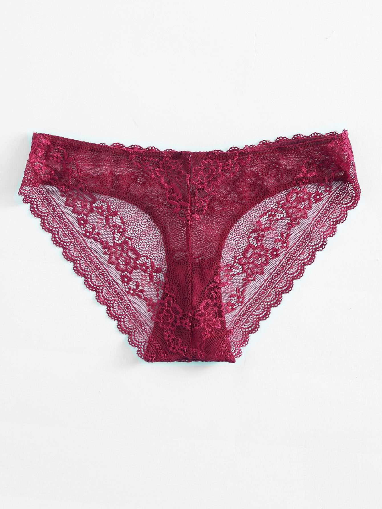 Scalloped Floral Lace Panty -SheIn(Sheinside)