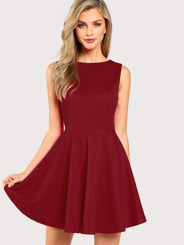 SHEIN Open Back Fitted & Flared Dress | SHEIN USA