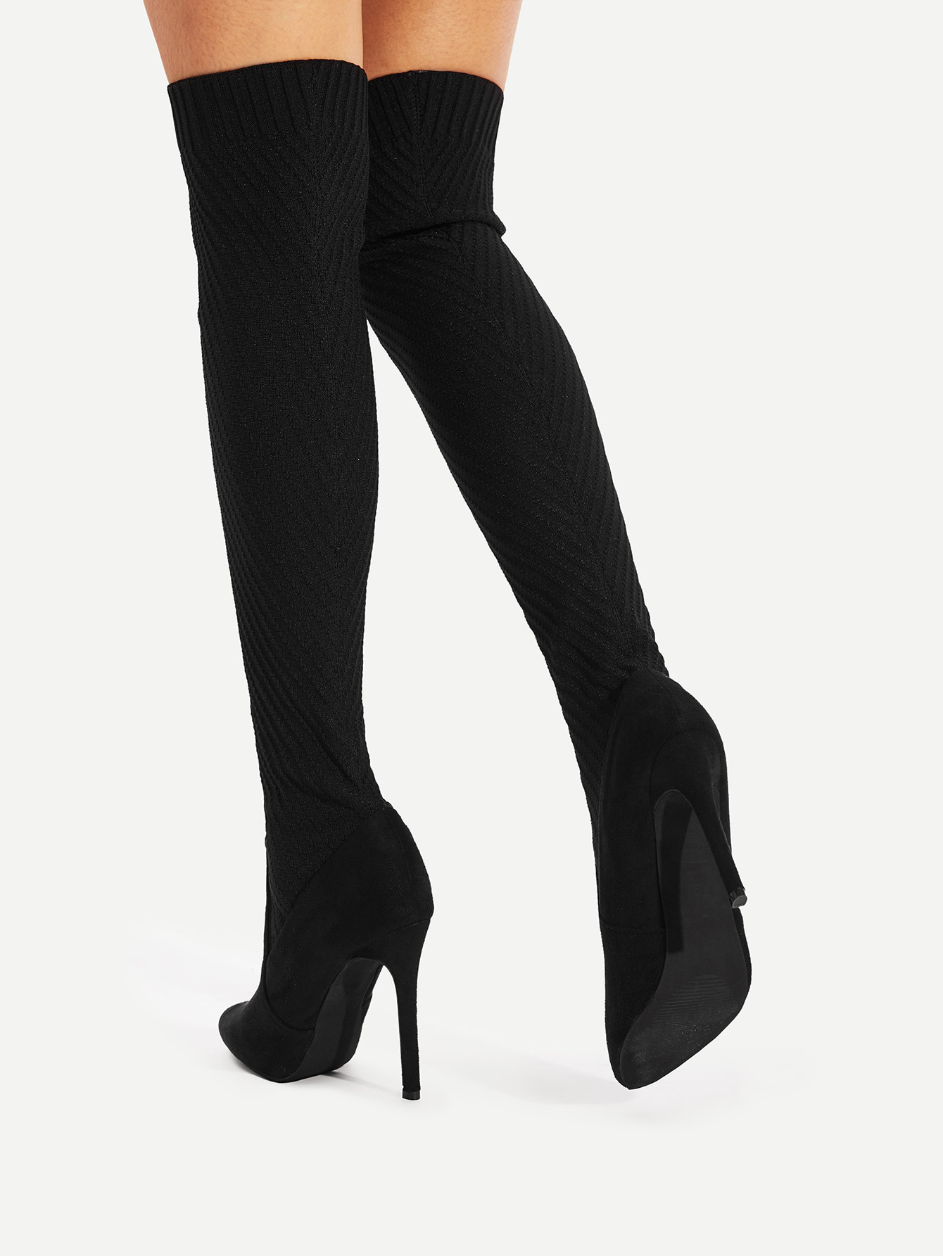 Botas altas de tacón delgado de punta -Spanish SheIn(Sheinside)