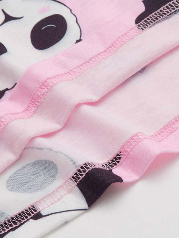 SHEIN Panda Print Tee And Shorts Pajama Set | SHEIN USA