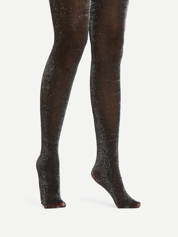 1pair Glitter Pantyhose Stockings Black Tights | SHEIN South Africa