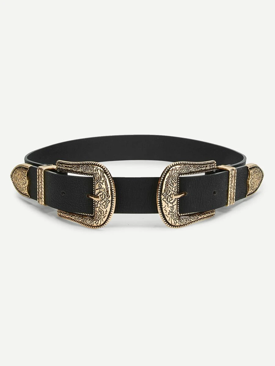 SHEIN VCAY Double Western Buckle Belt,School | SHEIN USA
