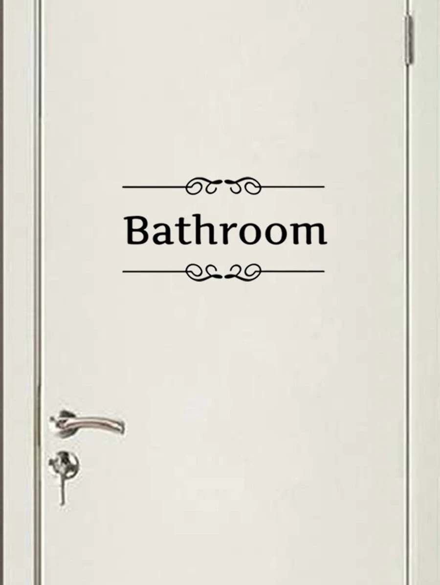 Bathroom Wall Sticker, Black Self Adhesive Door Decal For Bathroom ...