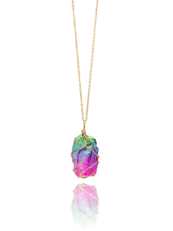 Stone Pendant Necklace Random Size & Color | SHEIN USA
