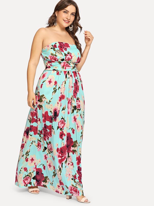 Plus Off Shoulder Floral Print Dress | Shein Usa