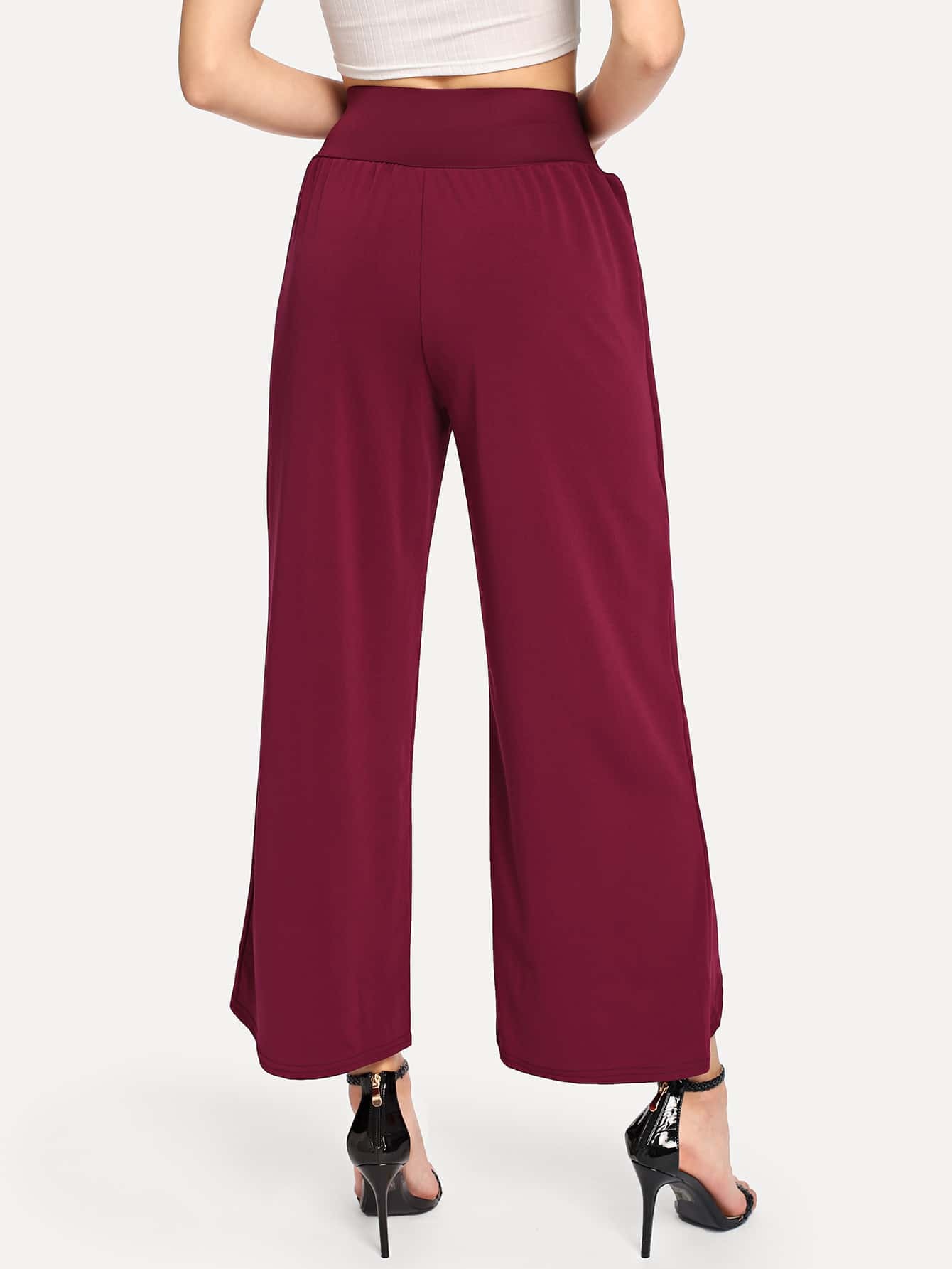 Split Front Wide Leg Pants | ROMWE