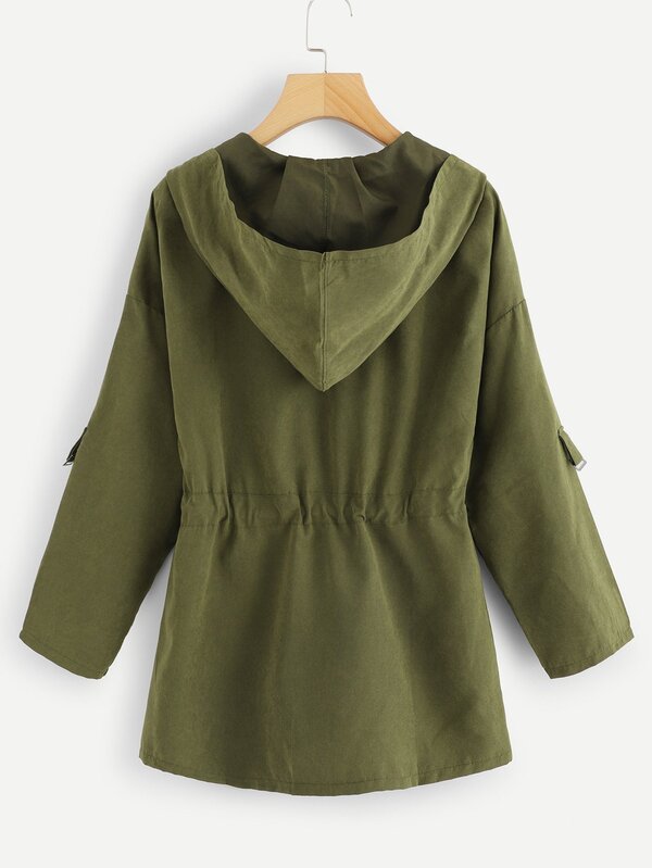 Dual Pocket Drawstring Waist Coat | SHEIN USA