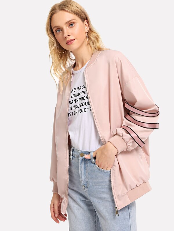 Red-Crowned Crane Applique Back Jacket | SHEIN USA