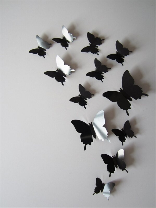 12pcs 3D Butterfly Mirror Wall Stickers, Butterflies Wall Decal ...