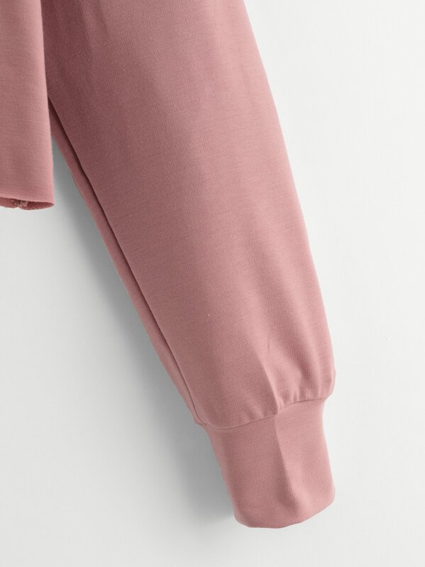 SHEIN Drop Shoulder Solid Crop Pullover | SHEIN USA