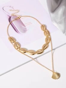 Shell Pendant Double Layered Necklace | SHEIN USA