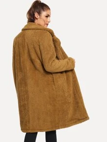 Solid Long Teddy Coat | SHEIN USA