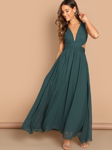 SHEIN Open Back Ruched Top Flowy Prom Dress | SHEIN USA