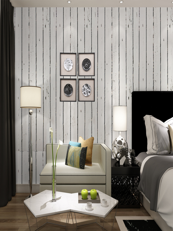 1pc Self-Adhesive Wallpaper, White Wood Effect, PVC, Waterproof, Sticky ...