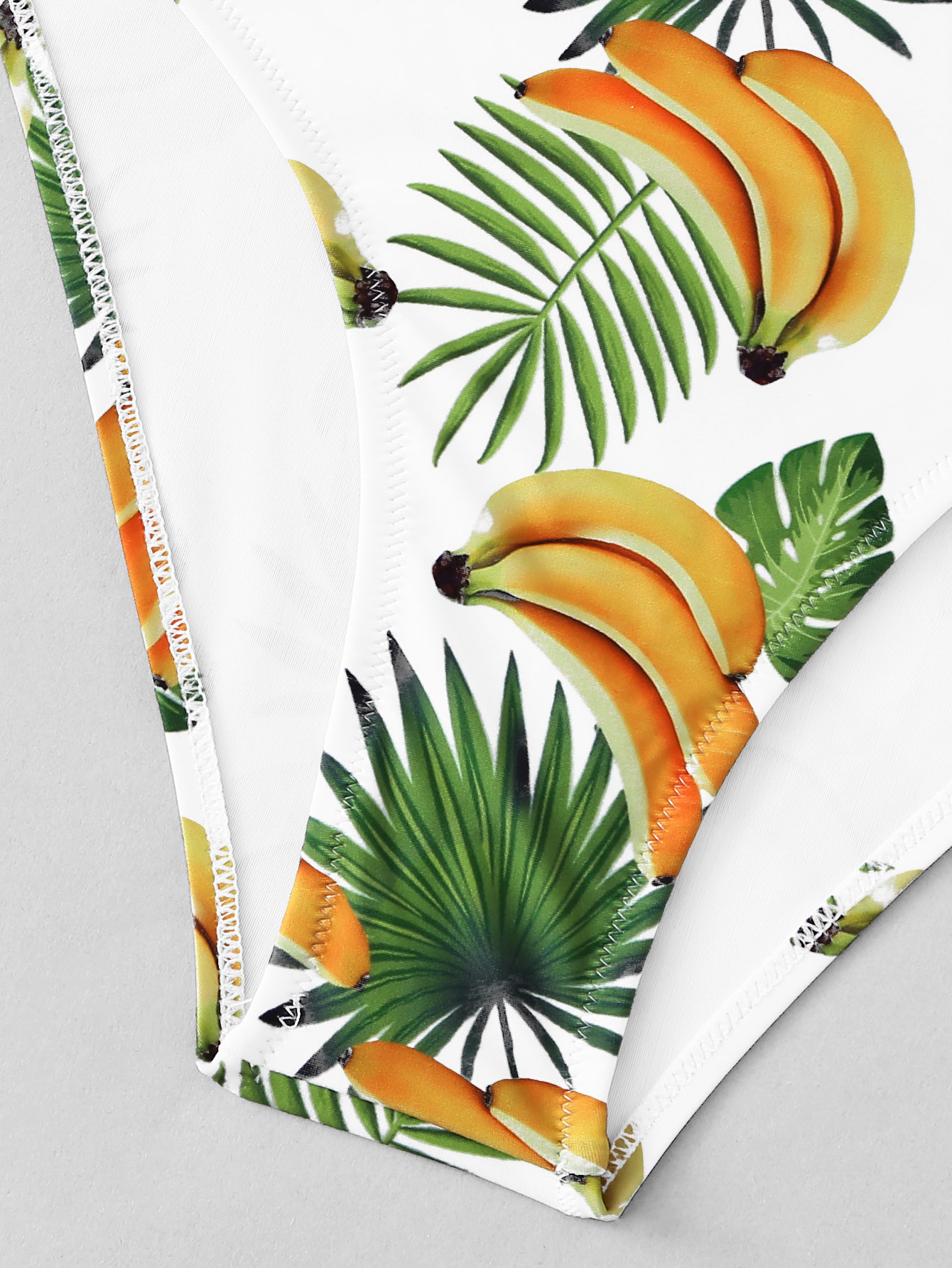 Random Banana And Leaf Print One Piece Swimwear Shein Usa