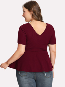 SHEIN Plus Cut-out Front Solid Peplum Top | SHEIN USA