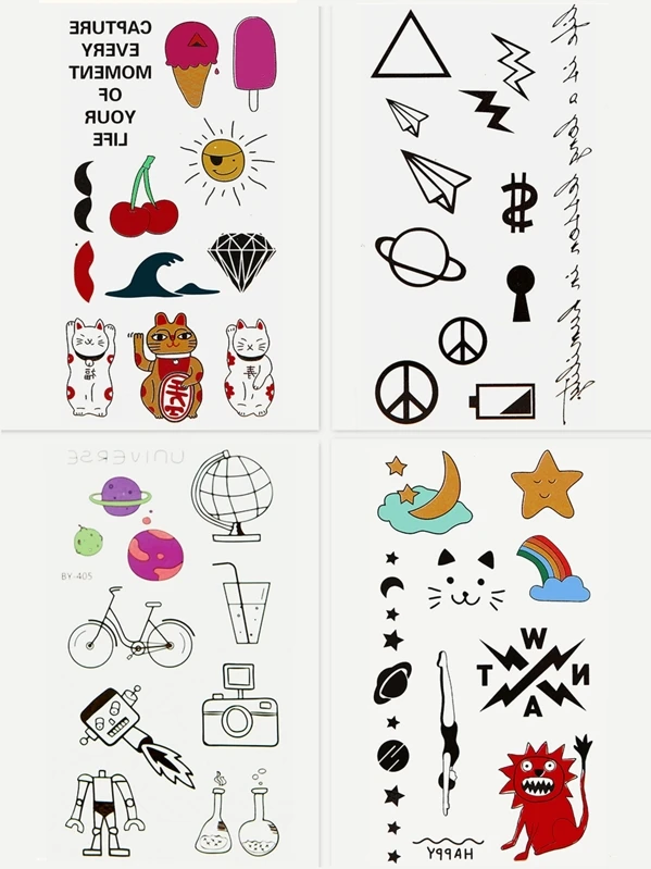 Cartoon Tattoo Sticker 4 Sheets | SHEIN USA