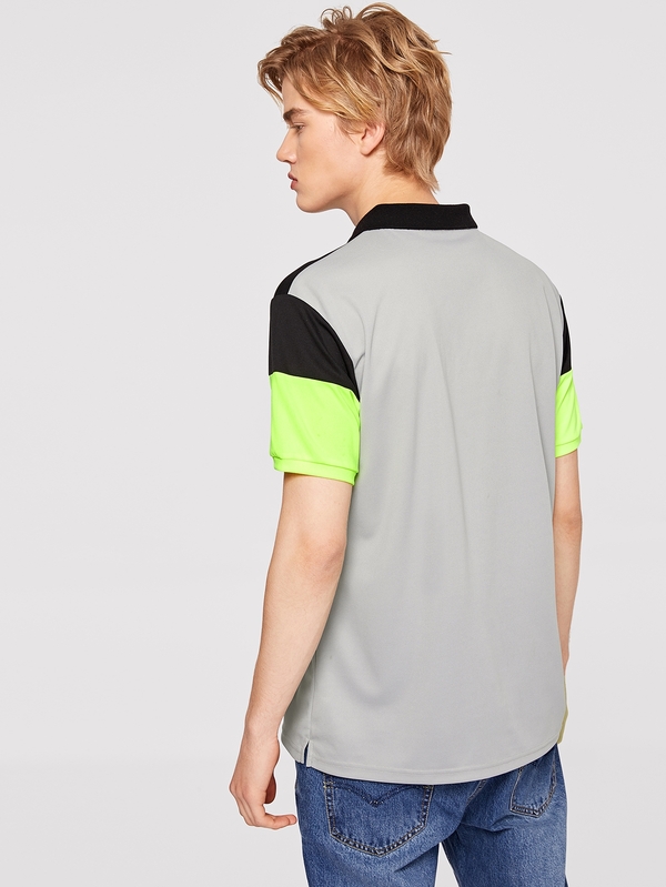 SHEIN Men Color-block Buttoned Polo Shirt | SHEIN USA