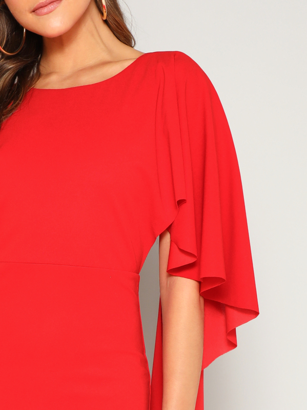 SHEIN Open Back Asymmetrical Cloak Sleeve Dress | SHEIN USA