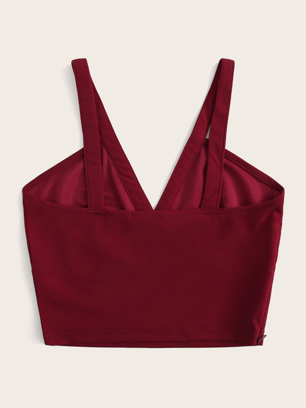 SHEIN 70s Thick Strap Crop Surplice Top | SHEIN USA