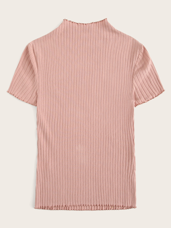 Shein Privé Top Delgado Tejido De Canalé Ribete En Forma De Lechuga