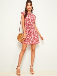 SHEIN Ditsy Daisy Floral Print Mini Dress | SHEIN USA
