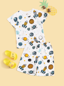 Toddler Boys Galaxy Print Pyjama Set | SHEIN UK