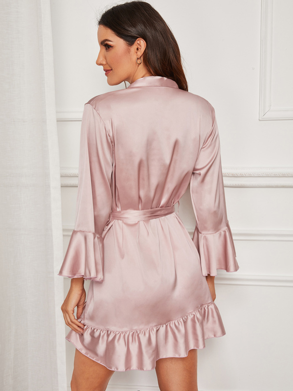 Ruffle Hem Belted Satin Robe for Sale Australia| New Collection Online ...