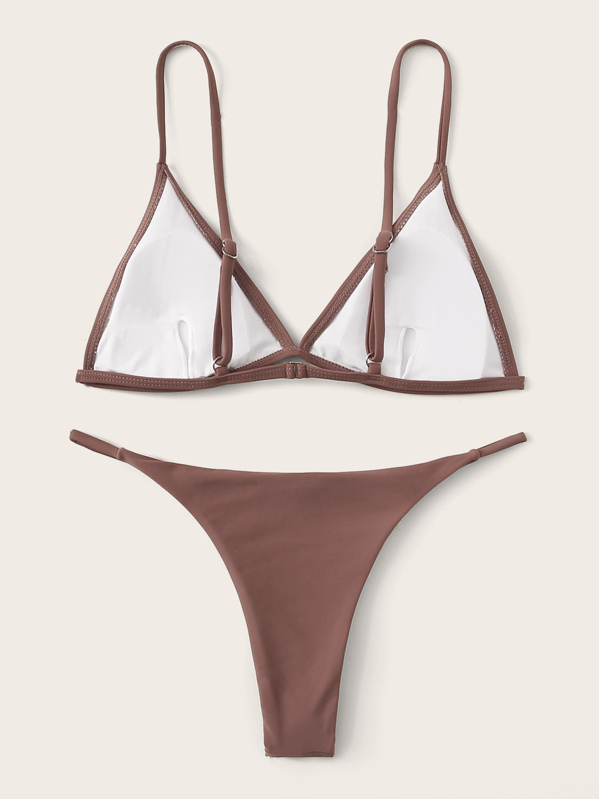Shein Swim Basics Minimalist Bikini Set Triangle Bra And Thong Bottom 2