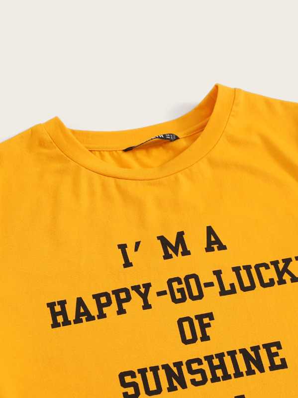 SHEIN Slogan Graphic Tee and Striped Side Sweatpants Set | SHEIN USA