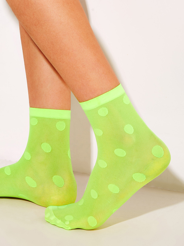 Polka Dot Pattern Neon Crew Socks 1pair | SHEIN USA