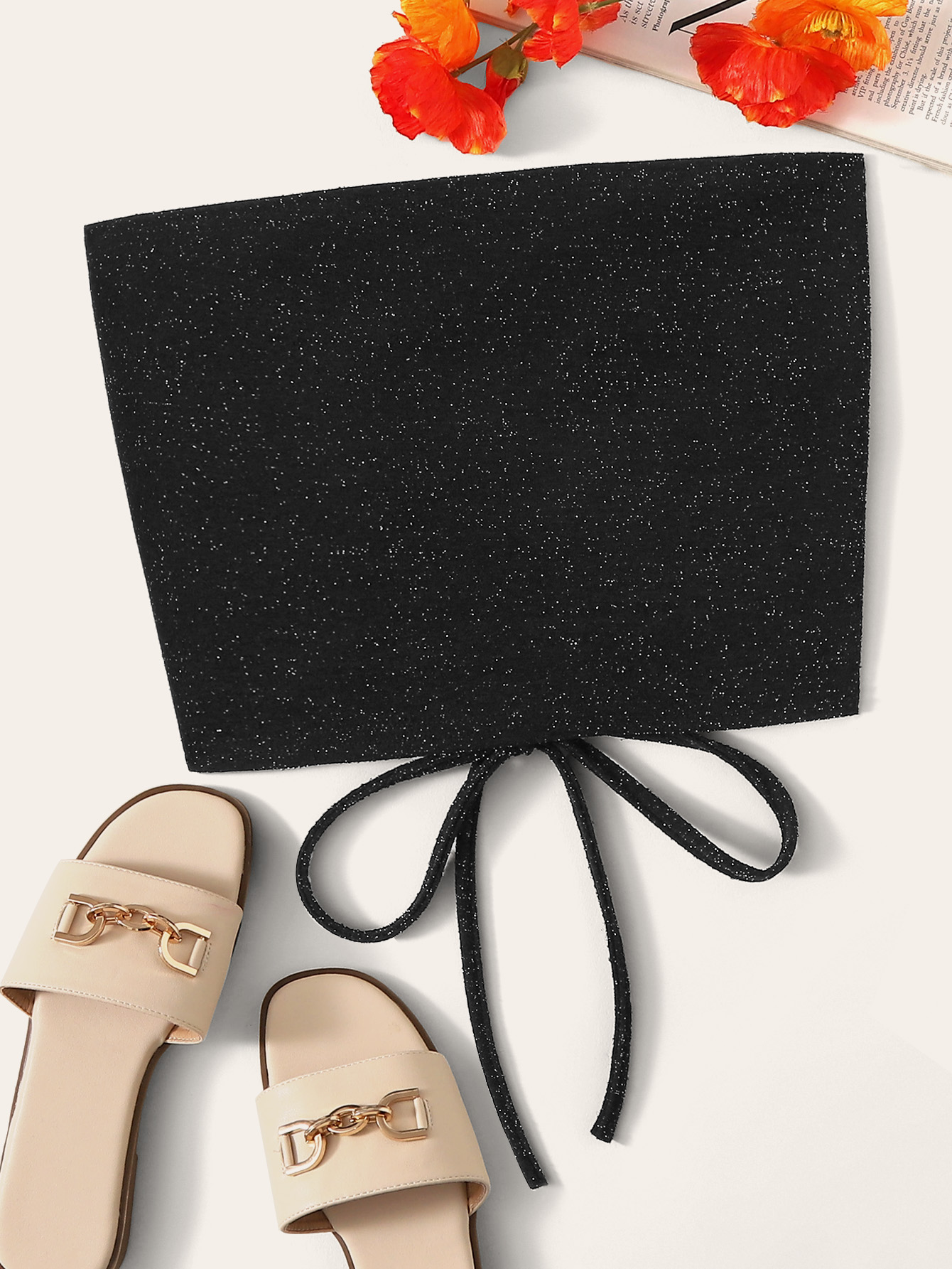 SHEIN Essnce Glittered Self-Tie Cropped Tube Top | SHEIN USA