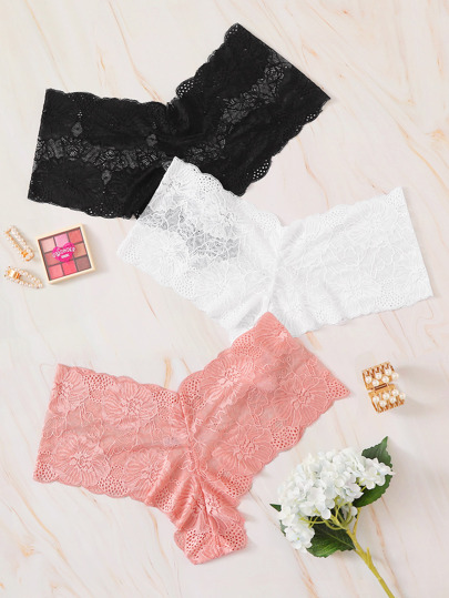 Plus Floral Lace Panty Set 3pack Shein Usa