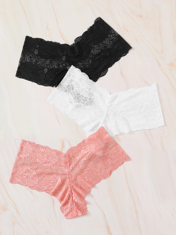 Plus Floral Lace Panty Set 3pack Shein Usa