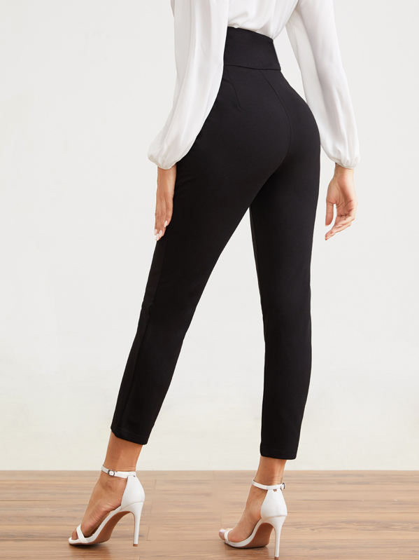 SHEIN Privé Buttoned Detail Wide Waistband Pants | SHEIN USA