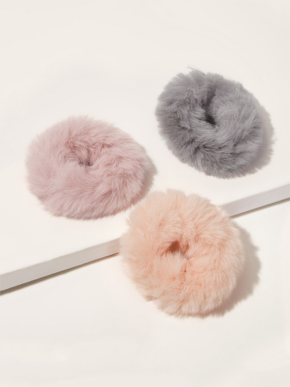 Fluffy Scrunchies 3pcs | SHEIN UK